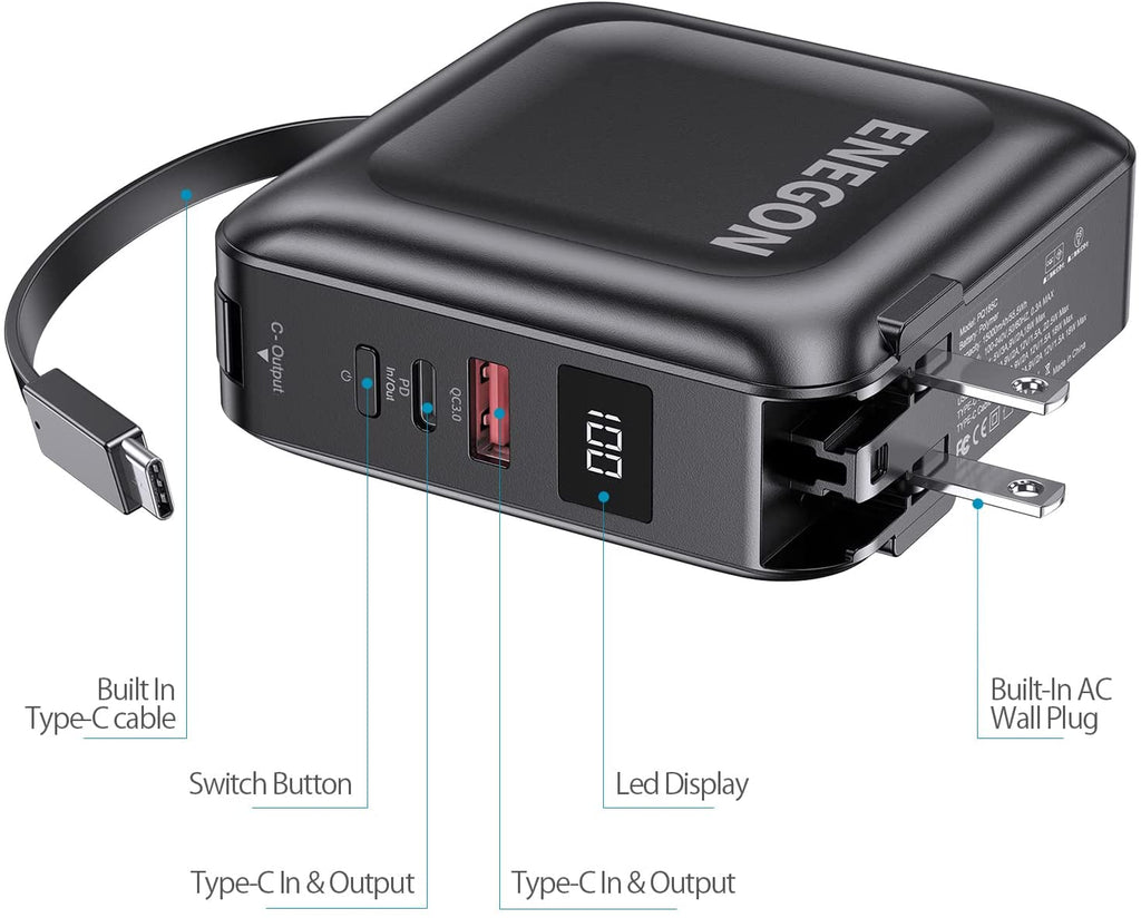 Power bank with AC outlet 3 in 1 -15000mAH - ENEGON