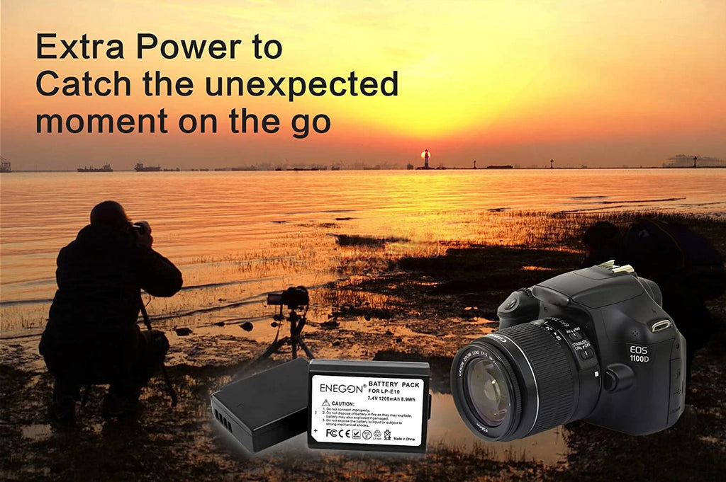 ENEGON LP-E10 Replacement Battery (2-Pack) and Rapid